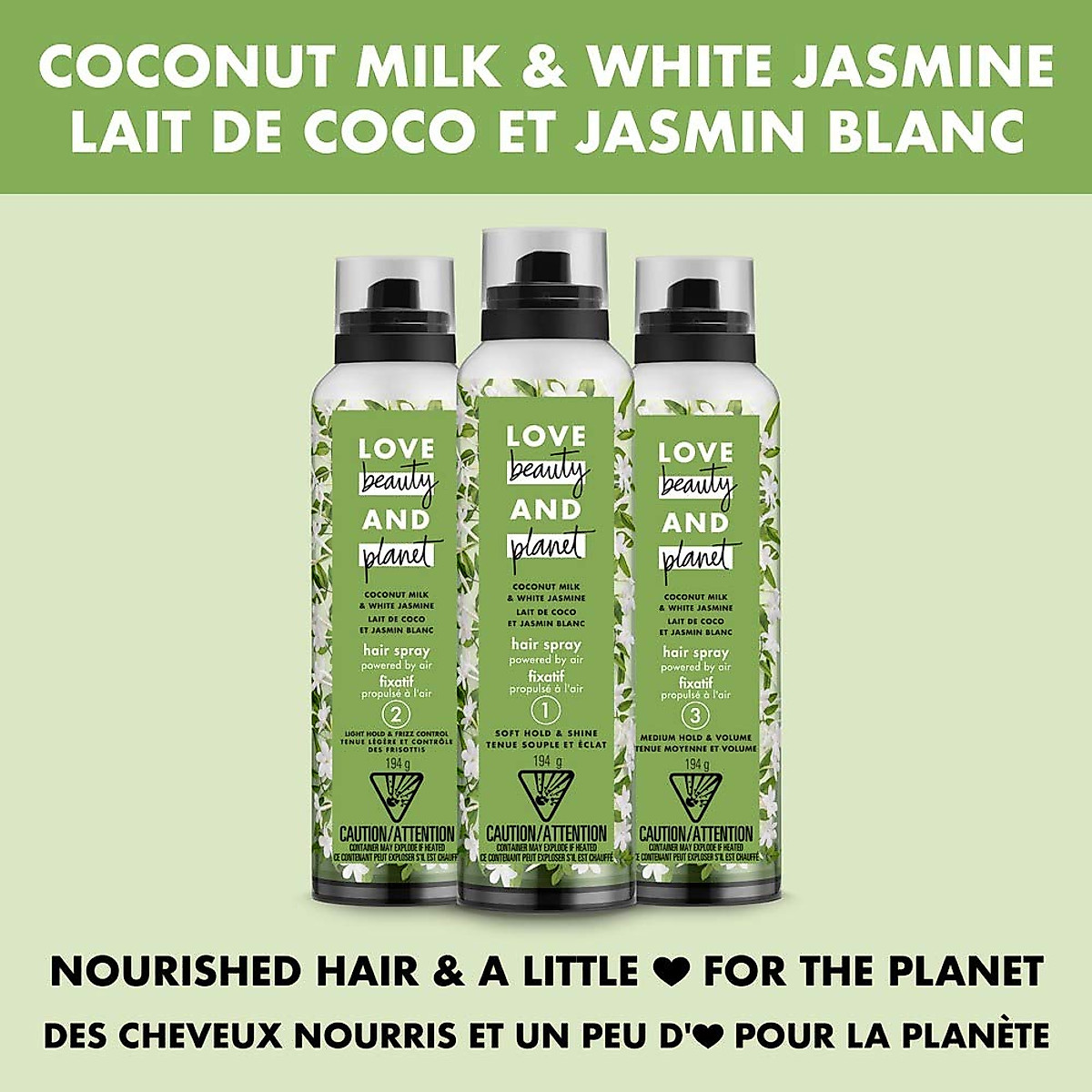 Love Beauty Planet Coconut Milk White Jasmine Hair Spray, Soft Hold Shine 6.8 oz