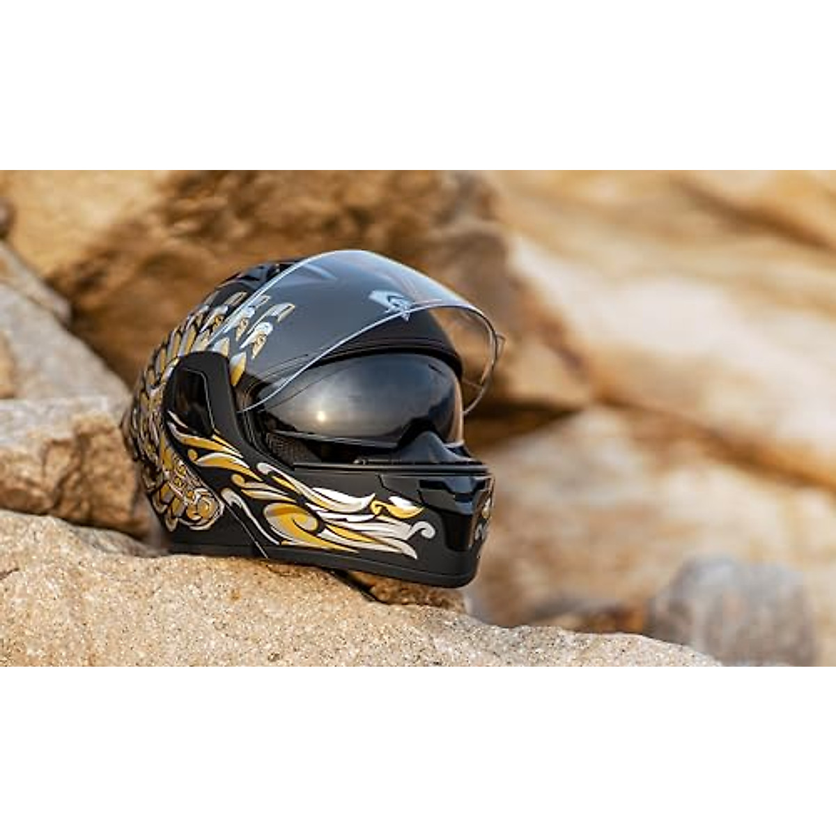 KYPARA Motorcycle Dual Visor Flip up Modular Full Face Helmet with DOT Certification of Impressionism (M, Michael.Matt)