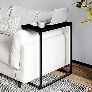 YELNOKU Couch Desk with Lockable Wheels, Slide Sofa Desk with Tiltable Drawing Board, Over Couch Arm Side Table Desk for Eating and Laptops, Portable Ergonomic Laptop Stand for Home Office Work, Black