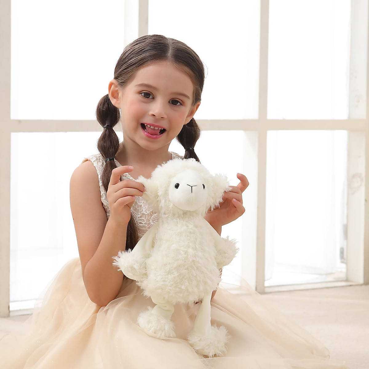Apricot Lamb Toys Plush White Plush Lamb Stuffed Animal Soft Cuddly Perfect for Child （White Plush Lamb ，8.5 Inches