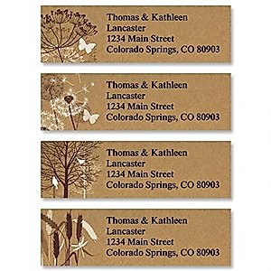 Colorful Images Kraft Foliage Return Address Mailing Labels, Personalize with Name & Addresses, Set of 240 Self Adhesive, Easy Peel Flat Label Sheets, ⅝” x 2”, 4 Designs