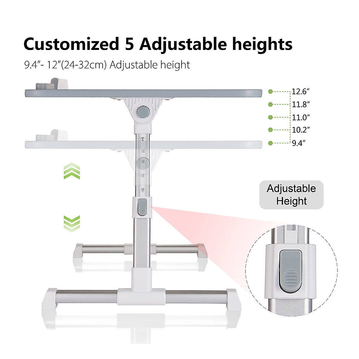 Lap Desk for Laptop, 8AMTECH Lap Desk Ajustable Laptop Table with Cooling Fan Office Desk for Laptop, Working, Reading, Writing, Drawing and Eating in Bed Sofa Floor Couch