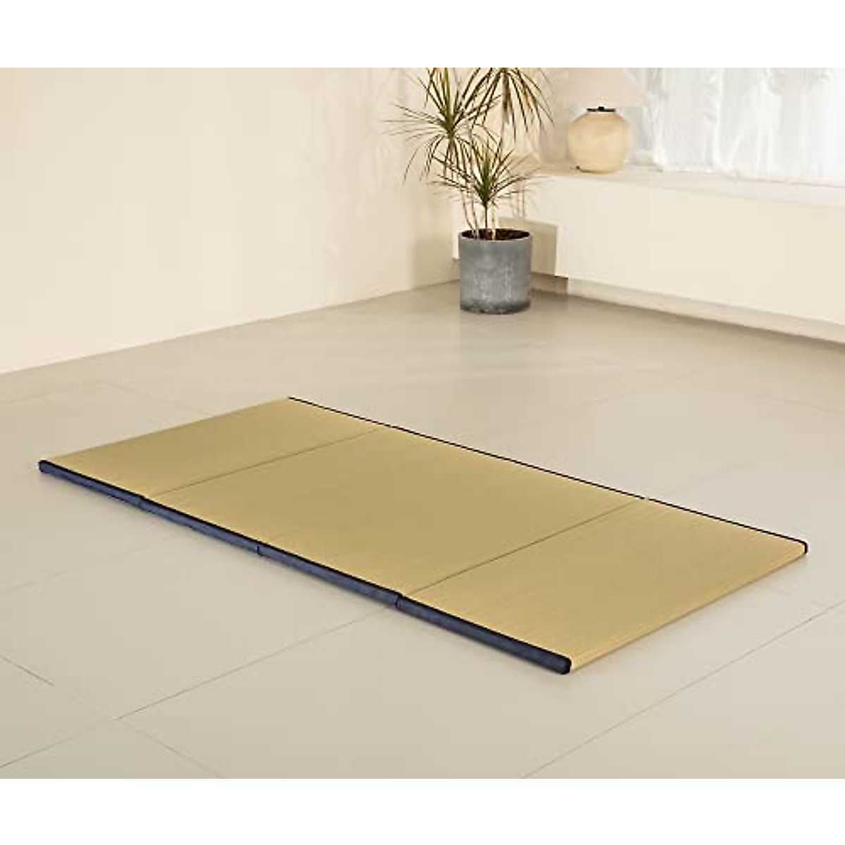 MustMat Tatami Mat Twin XL Japanese Tatami Floor Mattress Rush Grass Tatami Bed with Storage Bag 39 x80 x1.4 in (Blue)