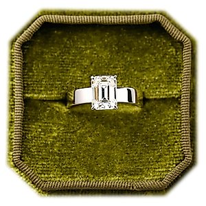 2 Carat Emerald Cut 4MM Wide Band Moissanite Engagement Ring, D Color VVS1 Clarity 10K / 14K / 18K Solid Gold Vintage Style Antique Halo Proposal Ring for Women, Anniversary Ring Gift for Wife