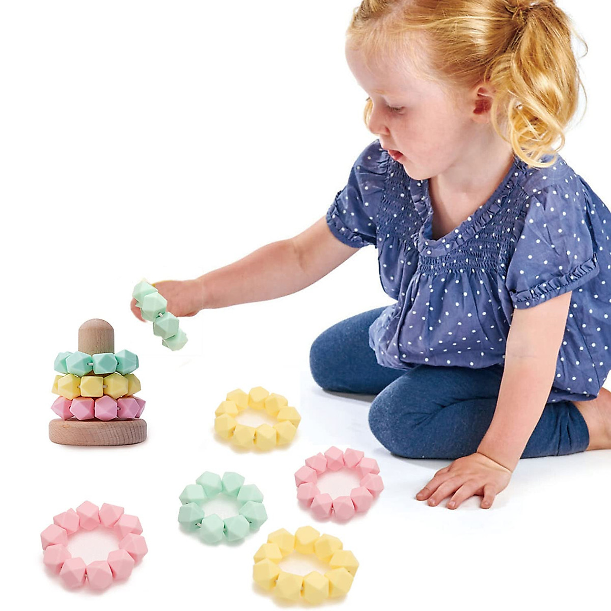 Baby Stacking Toys Silicone Stacking Ring Stacker Toddler Teething Toy Montessori Senses Educational Learning