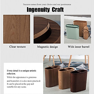 DRSFF Kitchen Wooden Narrow Trash Can，Bathroom Bedroom Gap Garbage Bin with Swing Top Lid，Home Outdoor Offices Durable Large Rubbish Bucket Waste Paper Basket (Color : C)