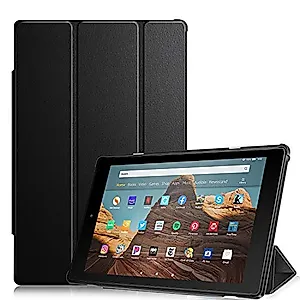 Fintie Slim Case for Amazon Fire HD 10 Tablet (Compatible with 7th and 9th Generations, 2017 and 2019 Releases) - Ultra Lightweight Protective Stand Cover with Auto Wake/Sleep, Black