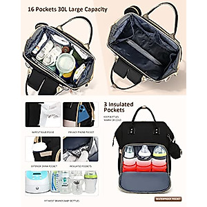 Baby Diaper Bag Backpack with Changing Pad, Pacifier Case - Black Diaper Bags for Girl Boy Newborn Unisex Infant Toddler - Baby Travel Bag for Mom Dad - Registry Baby Shower Gifts, 30L Large Capacity