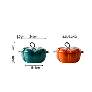 Creative Pumpkin Shape Enamel Cast Iron Pot, 24cm Induction Cooker Stew Pot With Lid, 3.7L Green
