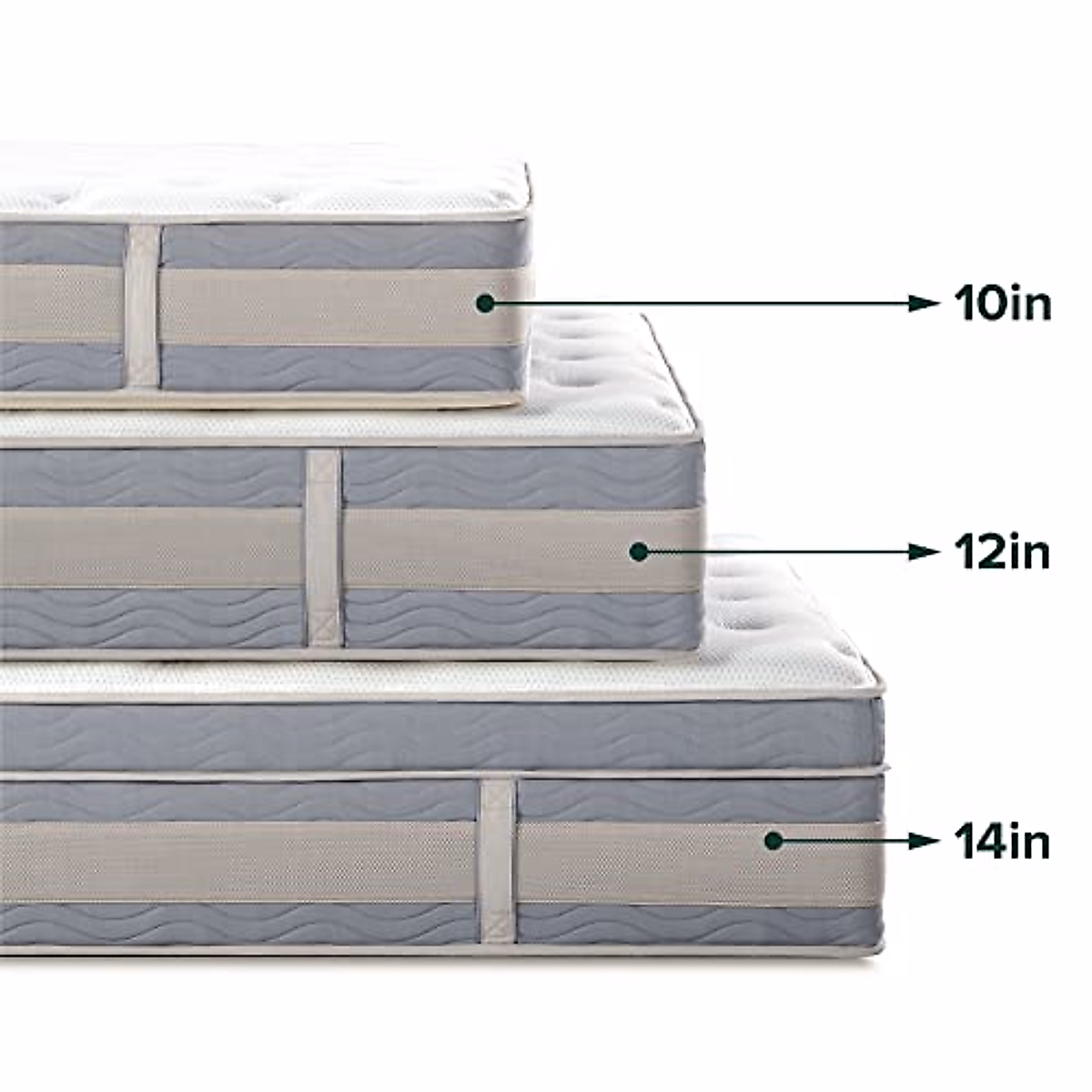 ZINUS 10 Inch Green Tea Cooling Gel Memory Foam Hybrid Mattress, King, Pocket Innersprings for Motion Isolation, Mattress in A Box
