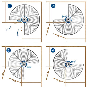 JOWBOOW 28" Corner Cabinet Lazy Susan Turntable, 270° Adjustable Height Chrome Replacement Shelves for Kitchen Corner Cabinet