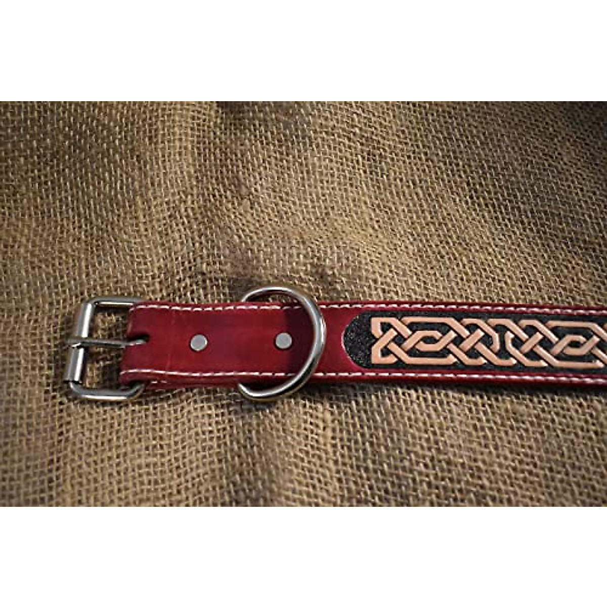 Dog Large Celtic Collar, Dog Lover Handstitched Collar, Padded Leather Dog Collar, Dog Collar Handmade Leather