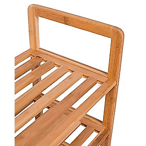 BirdRock Home 3 Tier Free Standing Shoe Rack with Handles - Bamboo - Wood - Closets and Entryway - Organizer - Fits 9 Pairs of Shoes