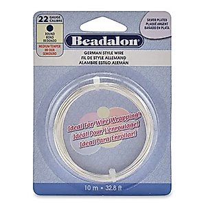 Beadalon German Style Wire for Jewelry Making, Round, Silver Plated, 22 Gauge/.025 in-32.8 ft