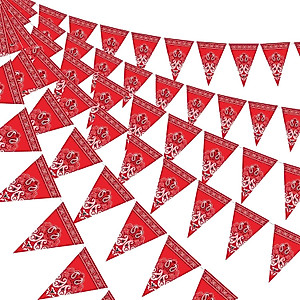 6 Pack Western Cowboy Party Decorations Bandana Pennant Banner Western Cowboy Wild West Red Pennant Banner for Western Party Supplies 12.46 x 6 ft