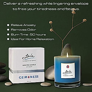 Laila Perfume Candle - Soy Wax Scented Candles For Home, Bathroom and Spa Room - Cotton Wick- Long Lasting Burn and Scent - Aromatherapy Candle with Relaxing Clean Fragrance