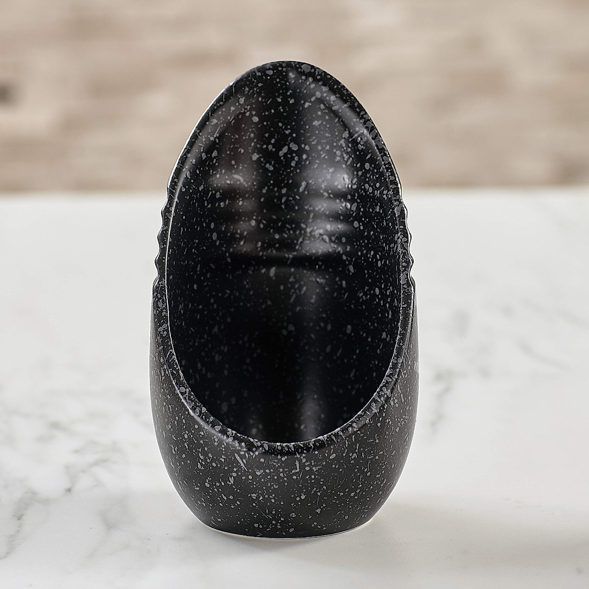 Speckled Earthenware Spoon Rest for Kitchen Stoves and Countertops - Black