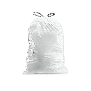 Plasticplace simplehuman (x) Code N Compatible Drawstring Garbage Liners 12-13 Gallon / 45-50 Liter │ 22.75" x 31.5", 50 Count, White