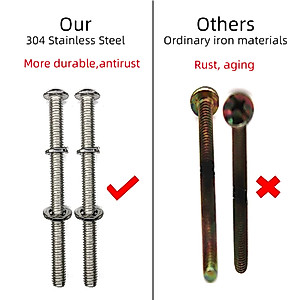 Fhome Universal Headboard or Footboard Hardware, 304 Stainless Steel Nuts and Bolts 4 inches, Bed Frame Bolts, Headboard Bolts, Bolts for Headboard to Frame, Footboard & Headboard Bolts and Nuts Kit