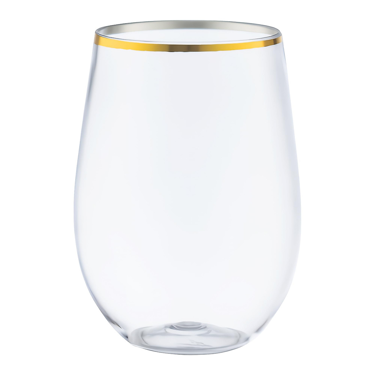DecorLine Elegant Stemless Wine Goblets - 12 oz (Pack of 6) - Clear with Luxurious Gold Rim - Chic, Durable & Timeless Design - Perfect for Entertaining and Celebrations