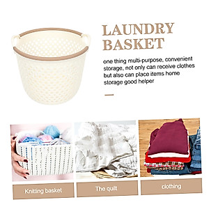 Amosfun Portable Laundry Basket Laundry Room Weave Basket Dress Form Stand Laundry Sorter Basket for Toys Plastic Clothes Hamper Dirty Clothing Organizer Wall-mounted Pp Plastic Basket