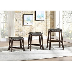 Homelegance Ordway Saddle Seat Counter Height Stool, 25"SH, Gray