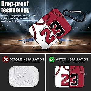Basketball No.23 Case Cover for Airpods Pro with Keychain for Sports Fans Boys Men Girls Kids Teen Jersey Cool Fun Design Spirit Square Case Silicone Protective Compatible with Airpods Pro
