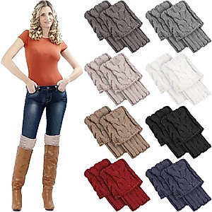 8 Pairs Women Boot Socks Crochet Knitted Short Boot Cuffs Winter Warm Leg Warmers for Women Knit Boot Cuffs Toppers, Assorted Colors