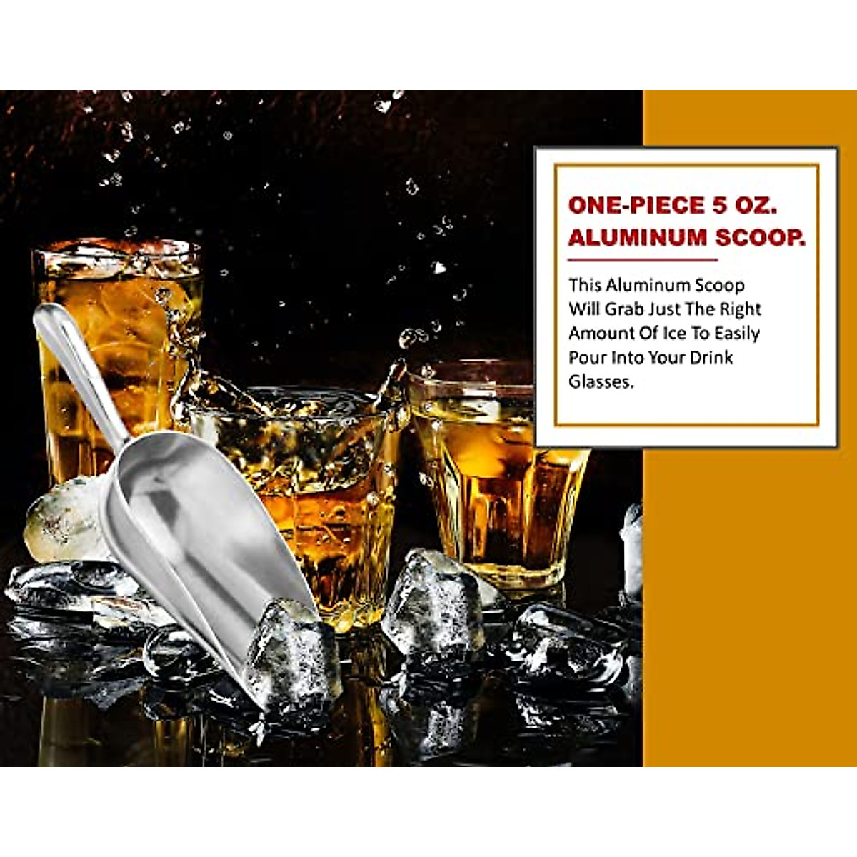 Cast Aluminum Utility Scoop, 5-Ounce - Round Bottom, Small ice scoop For Multi-Purpose Use, With Finger Groove Handle (Hand Wash Only) 5 oz.