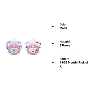 NUK Orthodontic Pacifiers, Girl, Multi, 18-36 Month (Pack of 2)