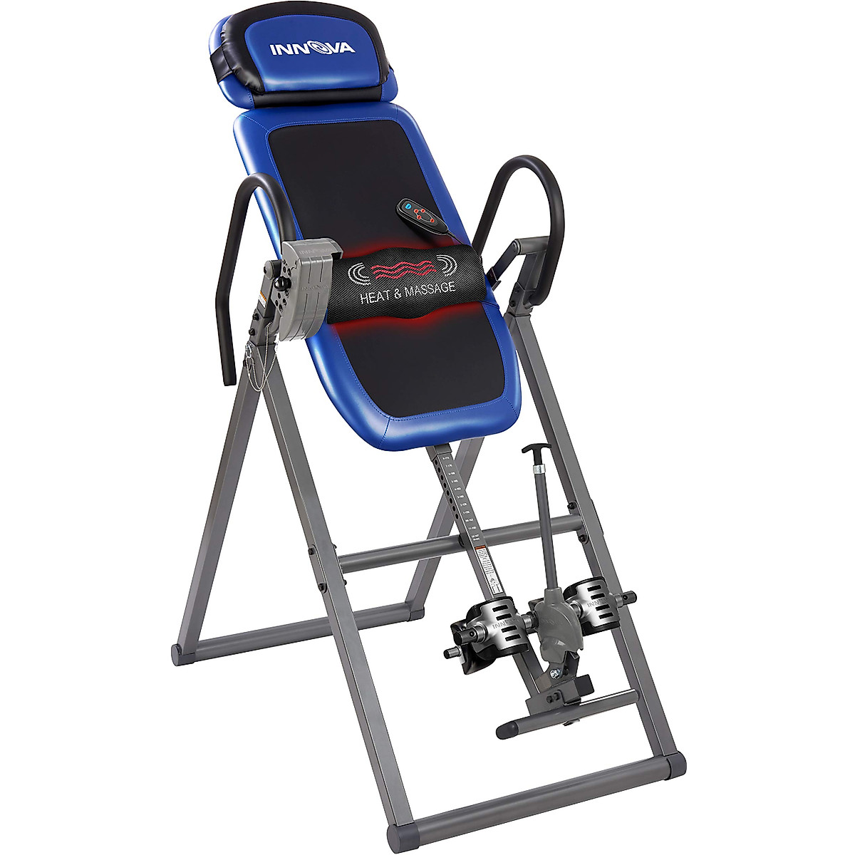 INNOVA HEALTH AND FITNESS ITM4800 Advanced Heat and Massage Inversion Table,Black/ Blue / Gray