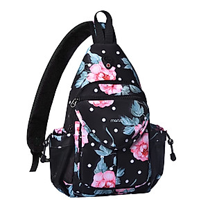 MOSISO Sling Backpack, Impatiens Crossbody Travel Hiking Daypack Chest Bag with Anti-theft Pocket, Black