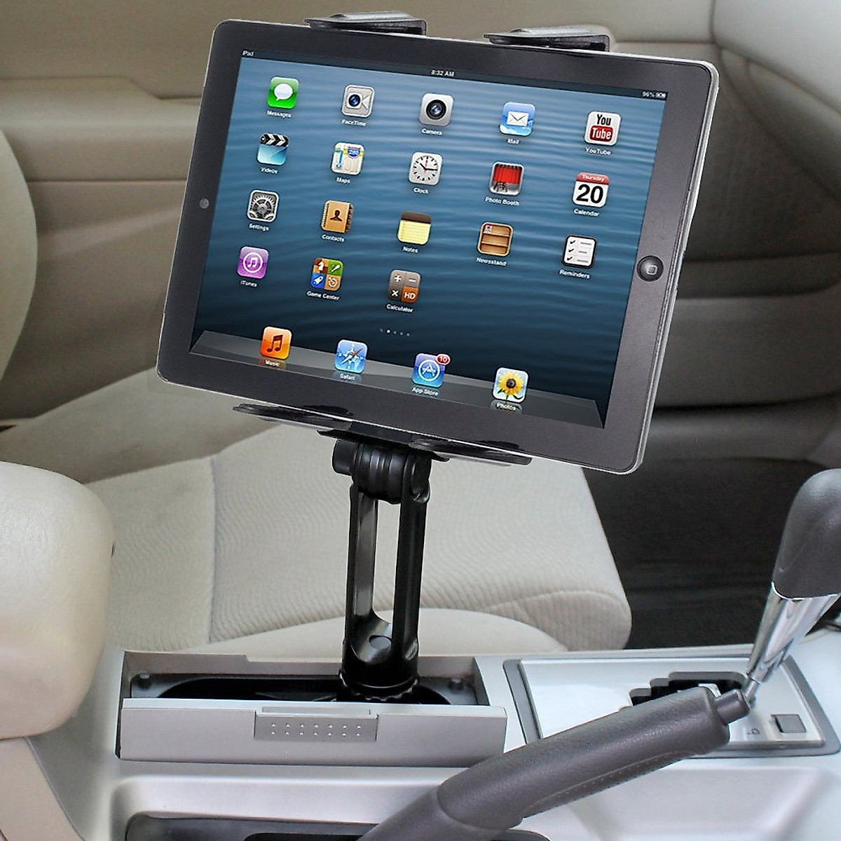 ChargerCity Xtreme Tablet Drinks Beverage Cup Holder Mount w/10inch Long Arm & 360º Swivel Adjust for All 7"-12" Screen Tablet Like iPad PRO Air Mini Galaxy Tab Surface Pro/Book