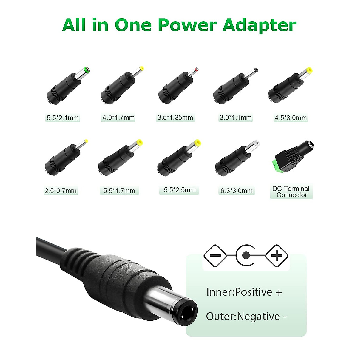 Arkare 12V 3A Power Supply Adapter 36W ac/dc Charger AC 100V-240V to DC 12Volt 3amp Power Cord 12V 2.5A 2A 1.5A 1A 800mA 500mA for Security Camera BT Speaker GPS Webcam Microphone Receiver with 10TIPS