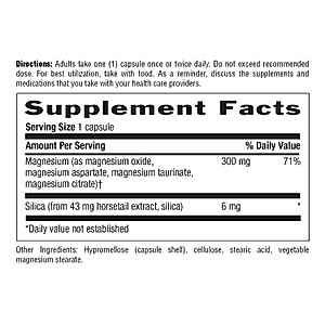 Target-Mins Magnesium with Silica 300mg, 60 Vegan Capsules, Certified Gluten Free, Certified Vegan