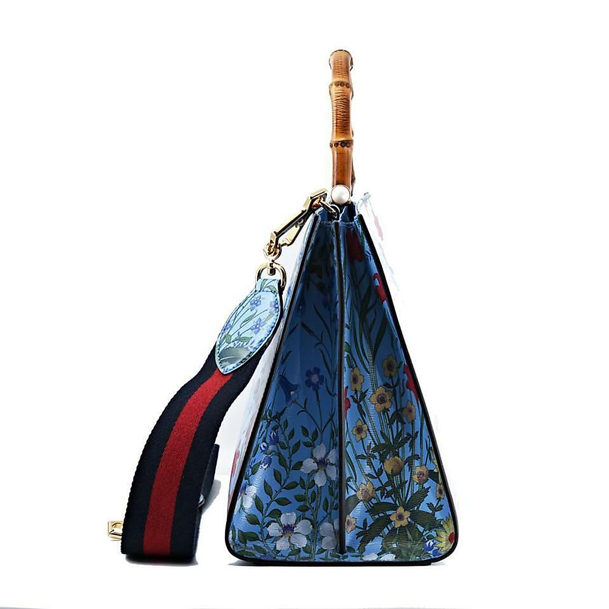 Gucci Flora Azure Shanghai Blue Large Floral Handbag Italy Bag Handbag Flower Bamboo New