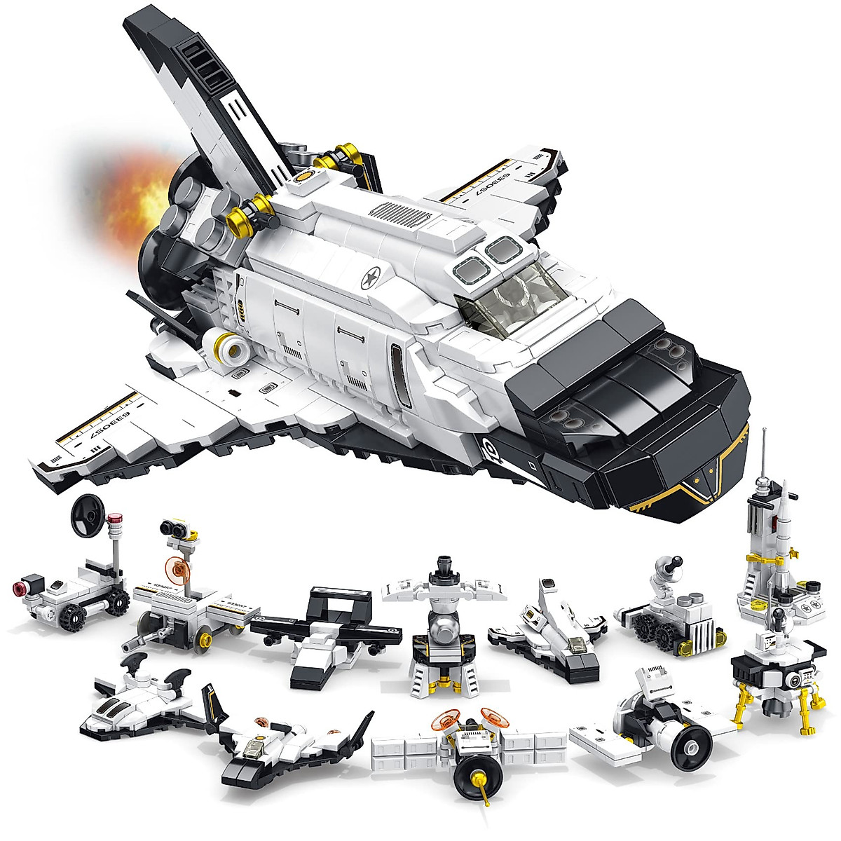 PREPOP Space Shuttle Building Toys for Kids - 25 in 1 Airplane Set for 6-12 yr Boys, Plane and Discovery Space Station Models Kits, Birthday Gifts for Age 6 7 8 9 10 11 12 Year Old 586PCS