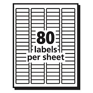 Avery Printable Return Address Labels with Sure Feed, 0.5" x 1.75", Matte Clear, 2,000 Blank Mailing Labels (05667)