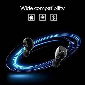 True Wireless Earbuds Bluetooth 5.0 Headphones in Ear with Metal Charging Case,Super Stereo,Noise Cancellation Mic, Touch Control, 42 Hours Playback for iPhone and Android (Matte Black)
