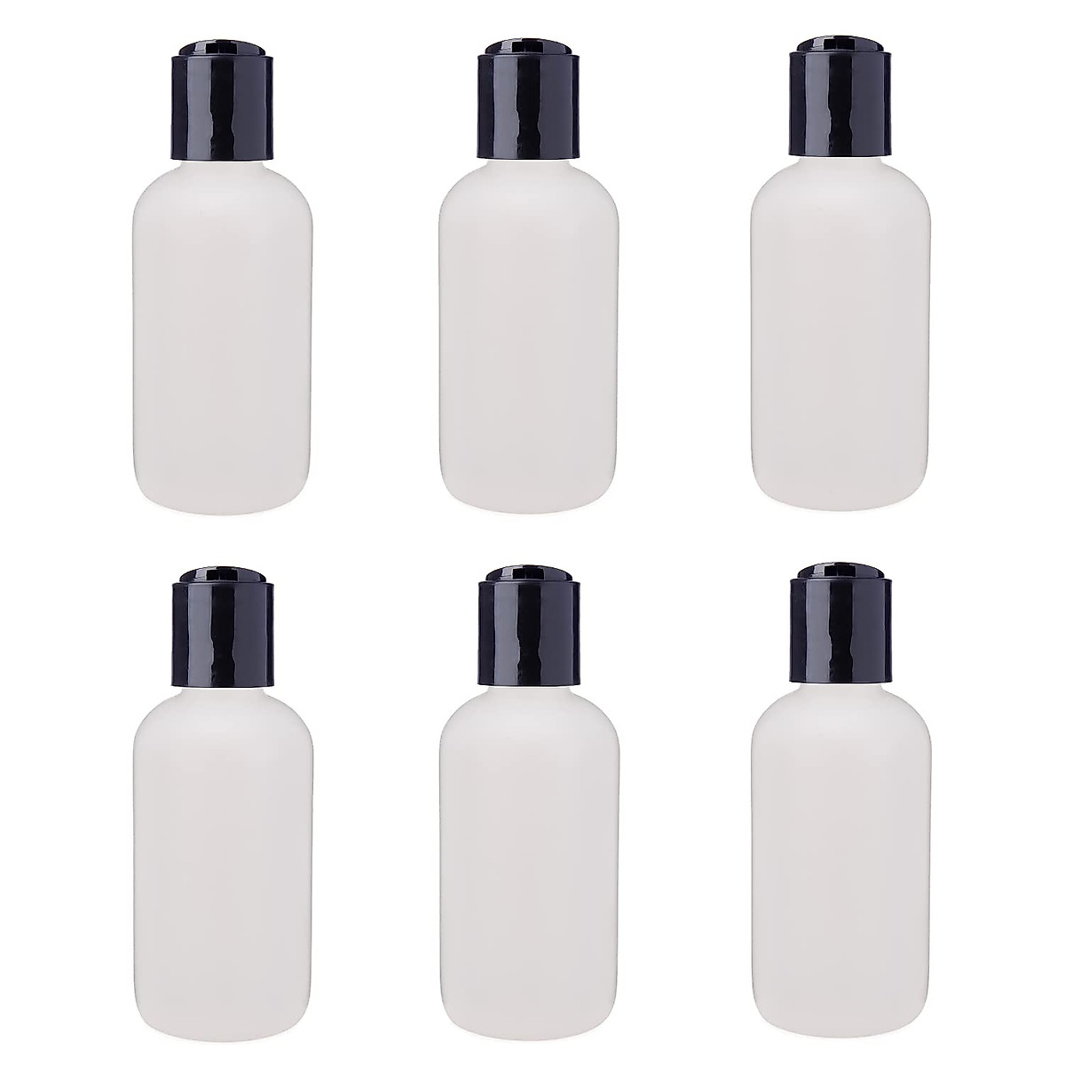 Oak & Sage 4oz (120ml) Squeezable Boston Round Empty Natural-Colored Plastic HDPE Bottles With Black Shampoo Caps - 24/410 cap size - BPA Free - (6 pack) …