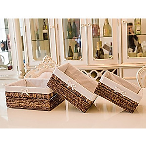 Handmade Woven Maize and Hyacinth Storage Basket,Kingwillow, (Set of 3)