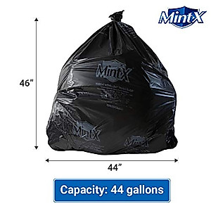 Mint-X - MX4046XHB Rodent Repellent Trash Bags, 1.3 Mil, Flat Seal, 46" Height x 40" Length, Black (Pack of 100)