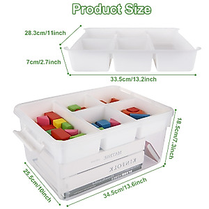 ACXFOND Plastic Storage Box with Removable Tray White Craft Organizers and Storage 17 QT Storage Containers for Arts and Crafts Supplies, Kids Building Blocks, Stationery, Lego,Sewing Kit