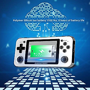 RUIXIAO RG351P Handheld Game Console,Plug & Play Video Games Supports TF Extend 256GB , Portable Game Console 3.5 Inch IPS Screen Double 3D Rocker Supports 3.5mm Sound Headphones (White)