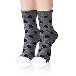 kikiya socks Women Crew | 4-6 Pairs Smiley Face Print Red Heart Preppy Design Fruit Graphic Cute Girls Cotton Socks | US 6-8