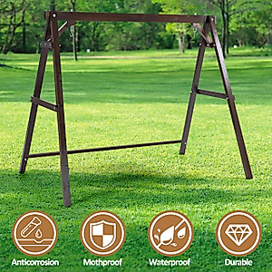 Finnhomy Outdoor 880 LBS Porch Swing Frame, Stable A-Frame Wooden Swing Stand with Extra Bottom Connection Board, Freestanding Porch Swing Frame Only, for Porch Patio Garden Backyard (Frame Only,5 FT)