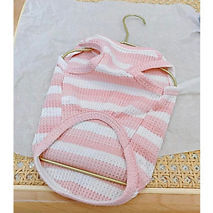 QWINEE Striped Dog Tank Top Cute Sleeveless Puppy Clothes Dog Shirt Breathable Casual Pet Vest for Small Medium and Large Cats Dogs Kitten Pink and White S