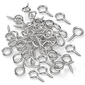 Axe Sickle Silver 1 inch Screw Eyes Metal Eye Hooks Small Eyelet Screws, 100 Pcs