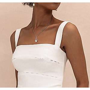 AKOCIDY-Freshwater Cultured Pearl Pendant Necklace and Dangle Earrings Set 925 Sterling Silver Bridal Jewelry Set