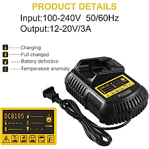 Zuliati 2PC DCB206 6.0Ah Battery Replacement for Dewalt 20V Battery DCB203 DCB206-2 DCB201 DCB204 Compatible with Dewalt 20 Volt Battery DCD985B DCD771C2 DCS355D1 Power Tools(Yellow)